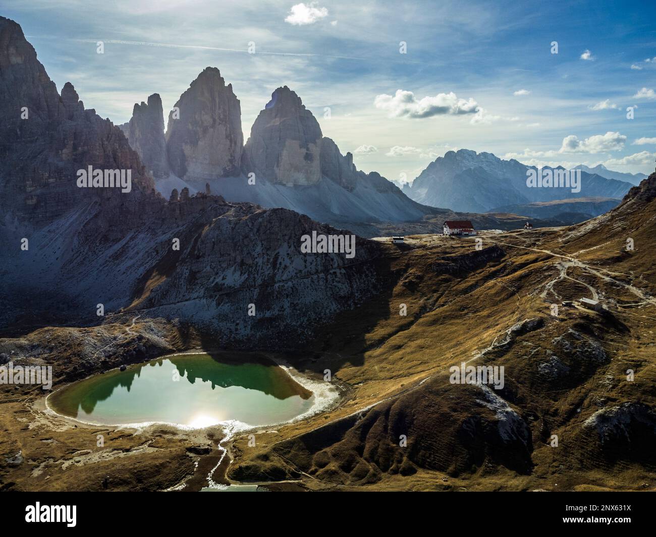 Exciting view of the three peaks of Lavaredo and Monte Paterno. Dream ...