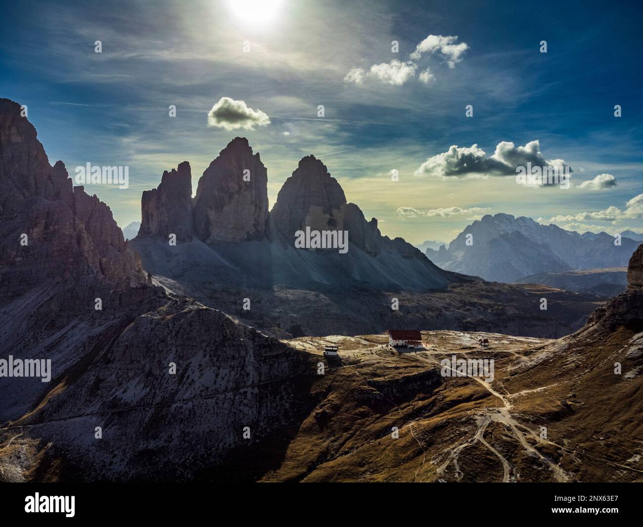 Exciting view of the three peaks of Lavaredo and Monte Paterno. Dream ...
