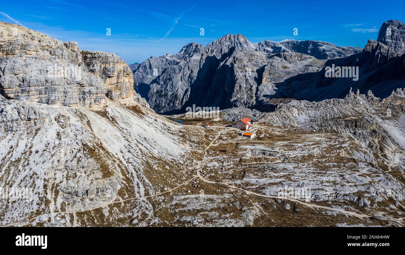 Exciting view of the three peaks of Lavaredo and Monte Paterno. Dream ...