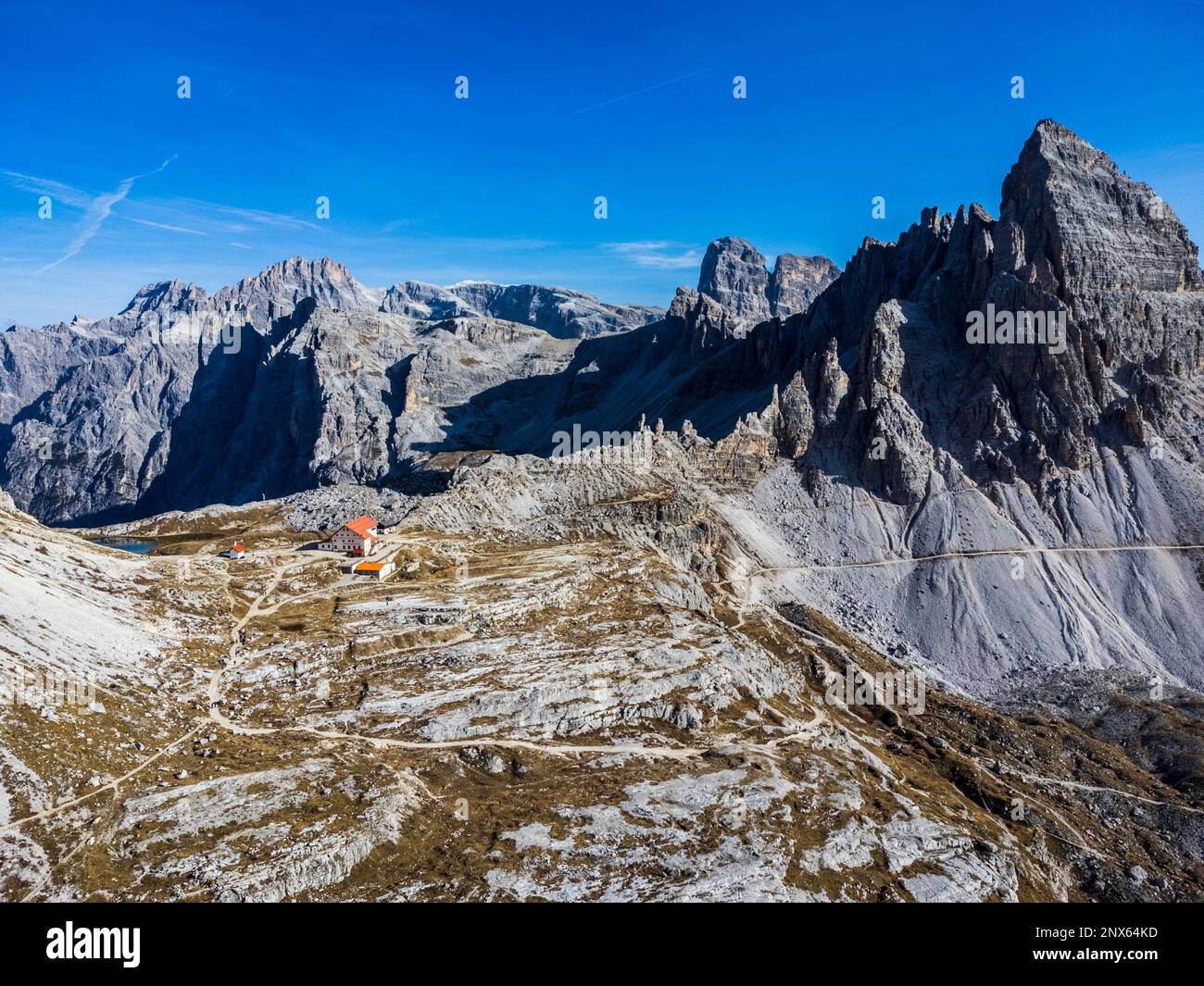 Exciting view of the three peaks of Lavaredo and Monte Paterno. Dream ...