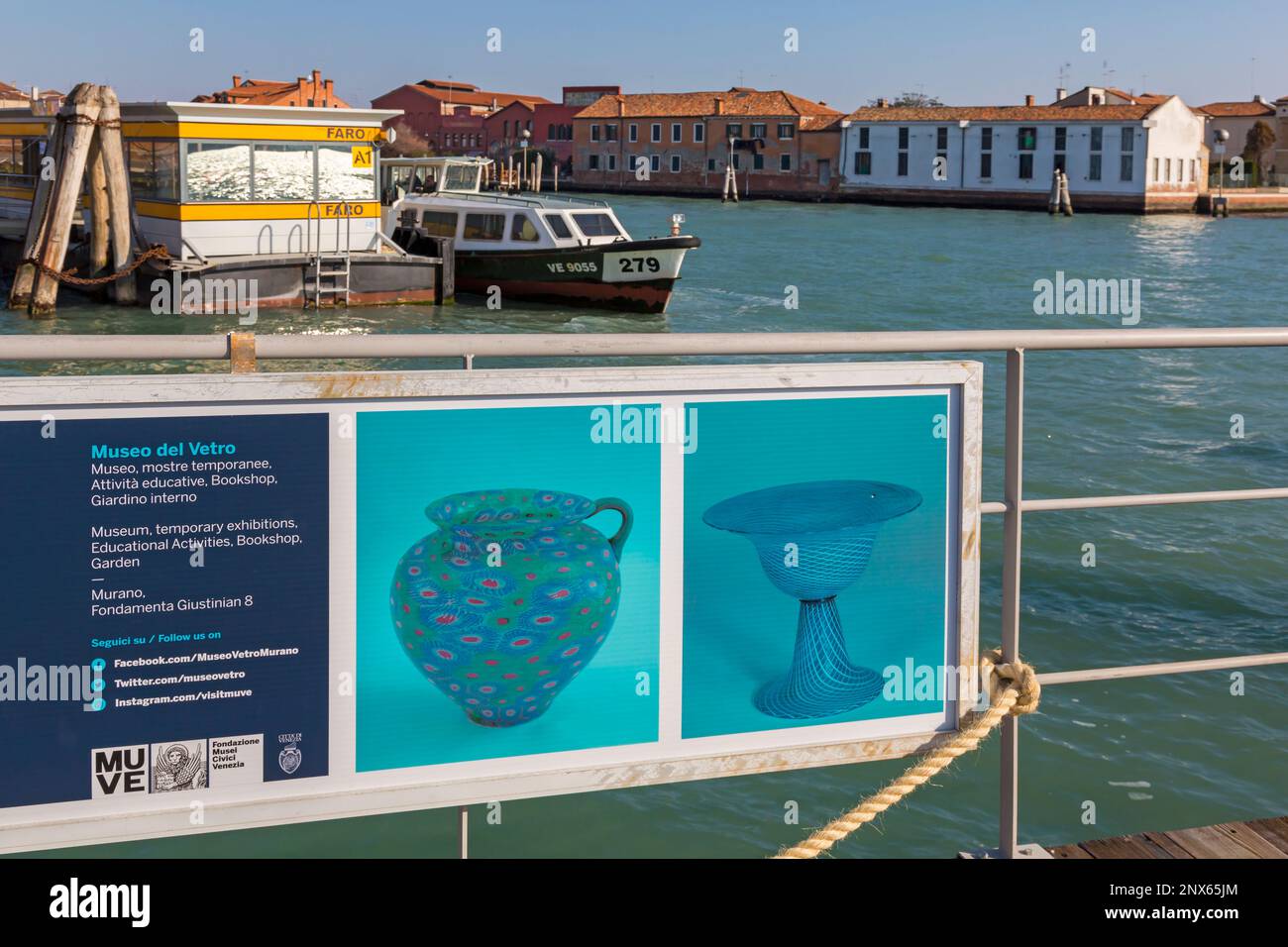 Museo del vetro Murano Glass Museum banner by Faro water bus vaporetto ...