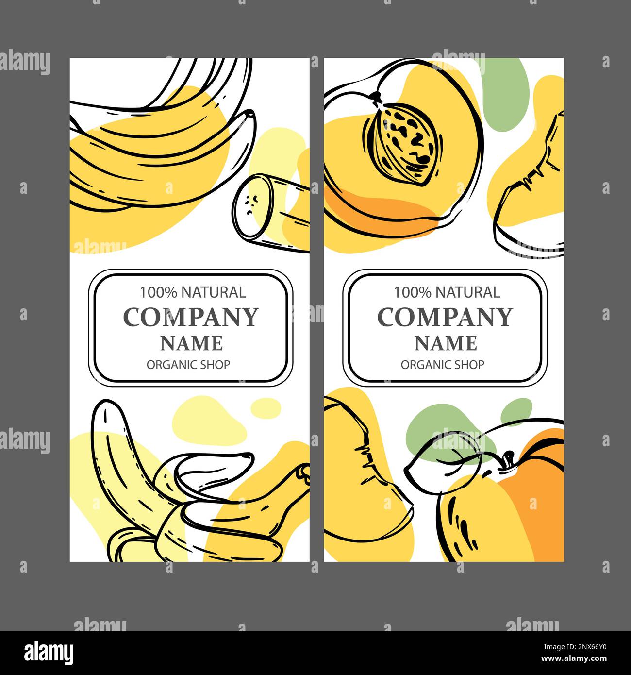 PEACH BANANA LABELS Vertical Stickers Design For Shop Of Tropical ...