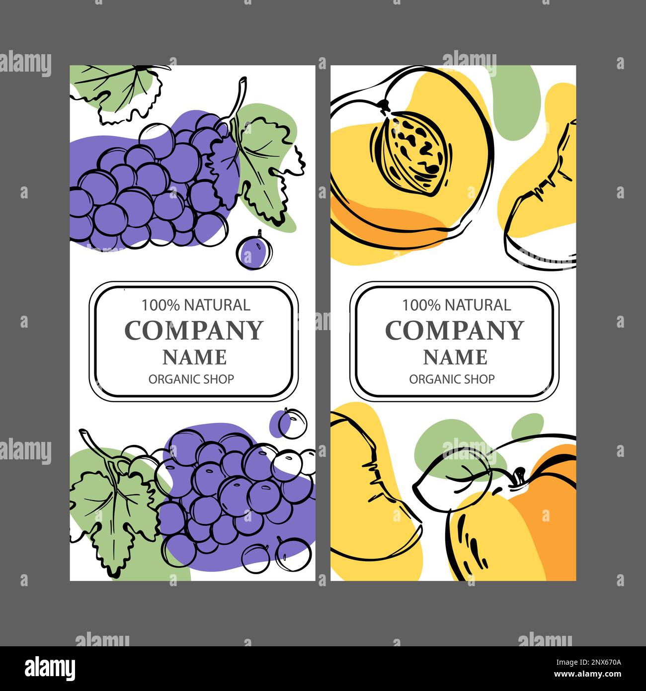 PEACH GRAPE LABELS Vertical Stickers Design For Shop Of Tropical ...