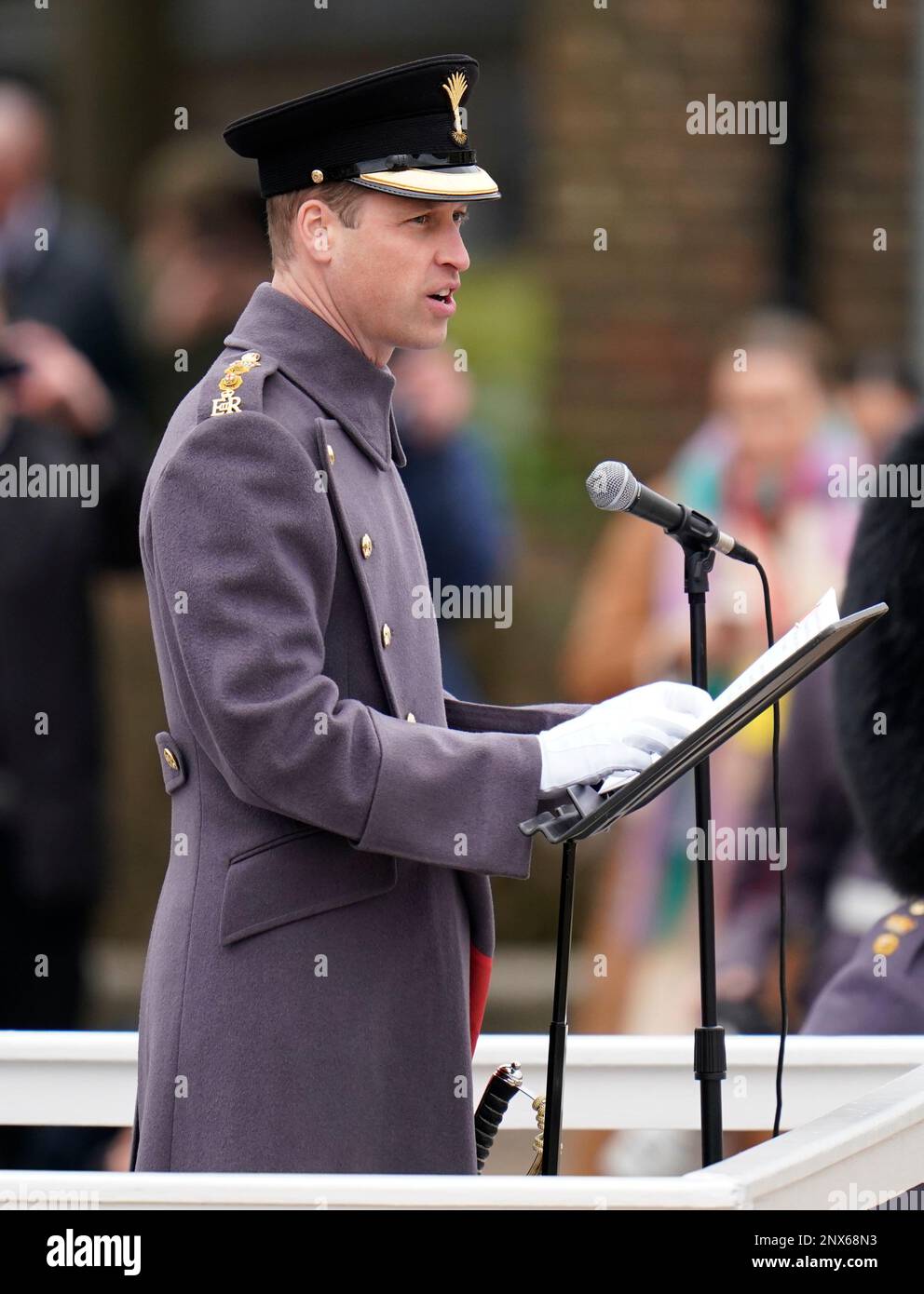 The Prince of Wales, Colonel of the Welsh Guards, gives a speech during ...
