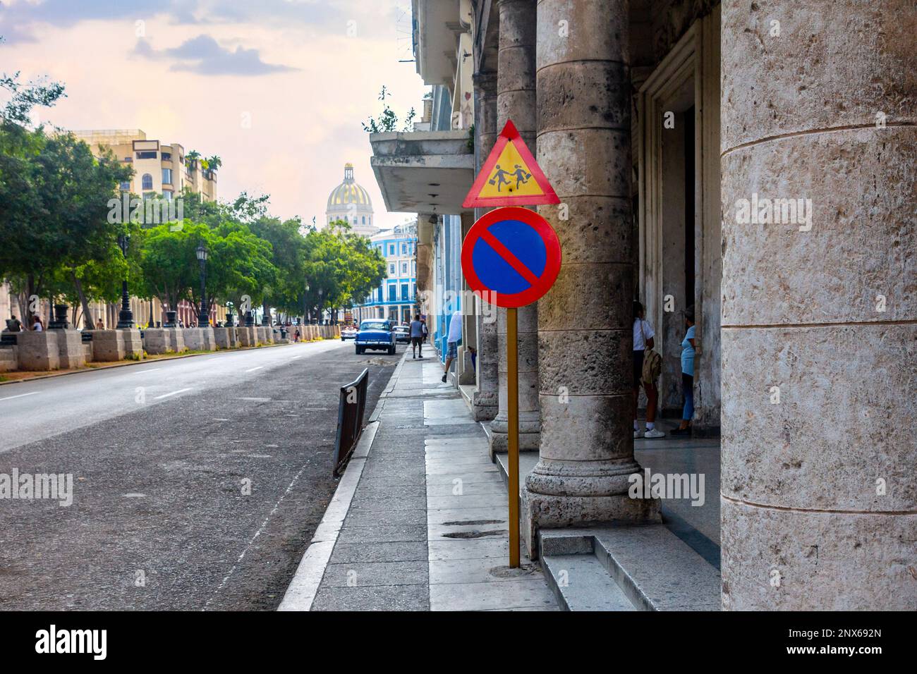 Havana, Cuba - December 14, 2022: Stone columns, the Capitolio in the ...