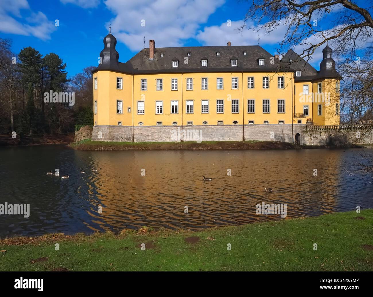 Schloss Dyck - beautiful yellow water castle in Juechen, Germany Stock ...