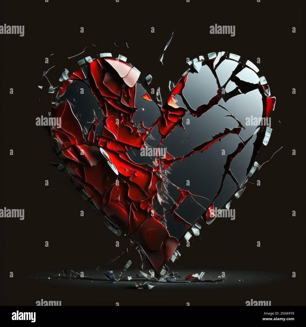 Broken shattered glass heart shape hi-res stock photography and images ...