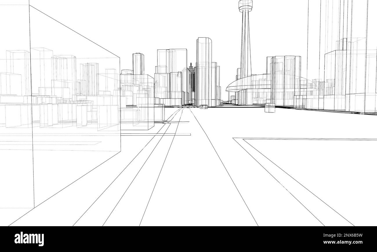 3d urban landscape. Buildings and roads Stock Photo - Alamy