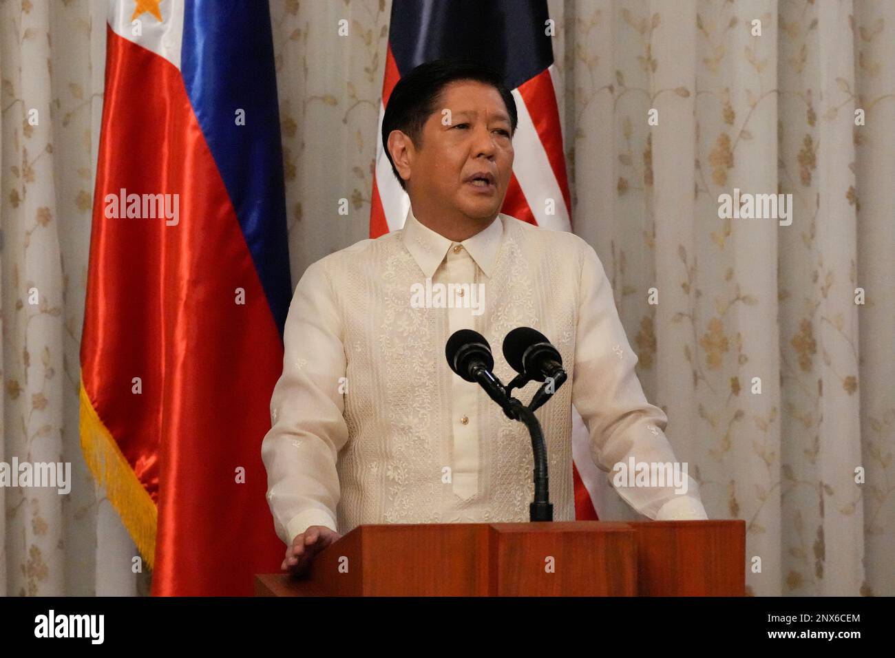 Philippine President Ferdinand Marcos Jr. delivers his speech during ...