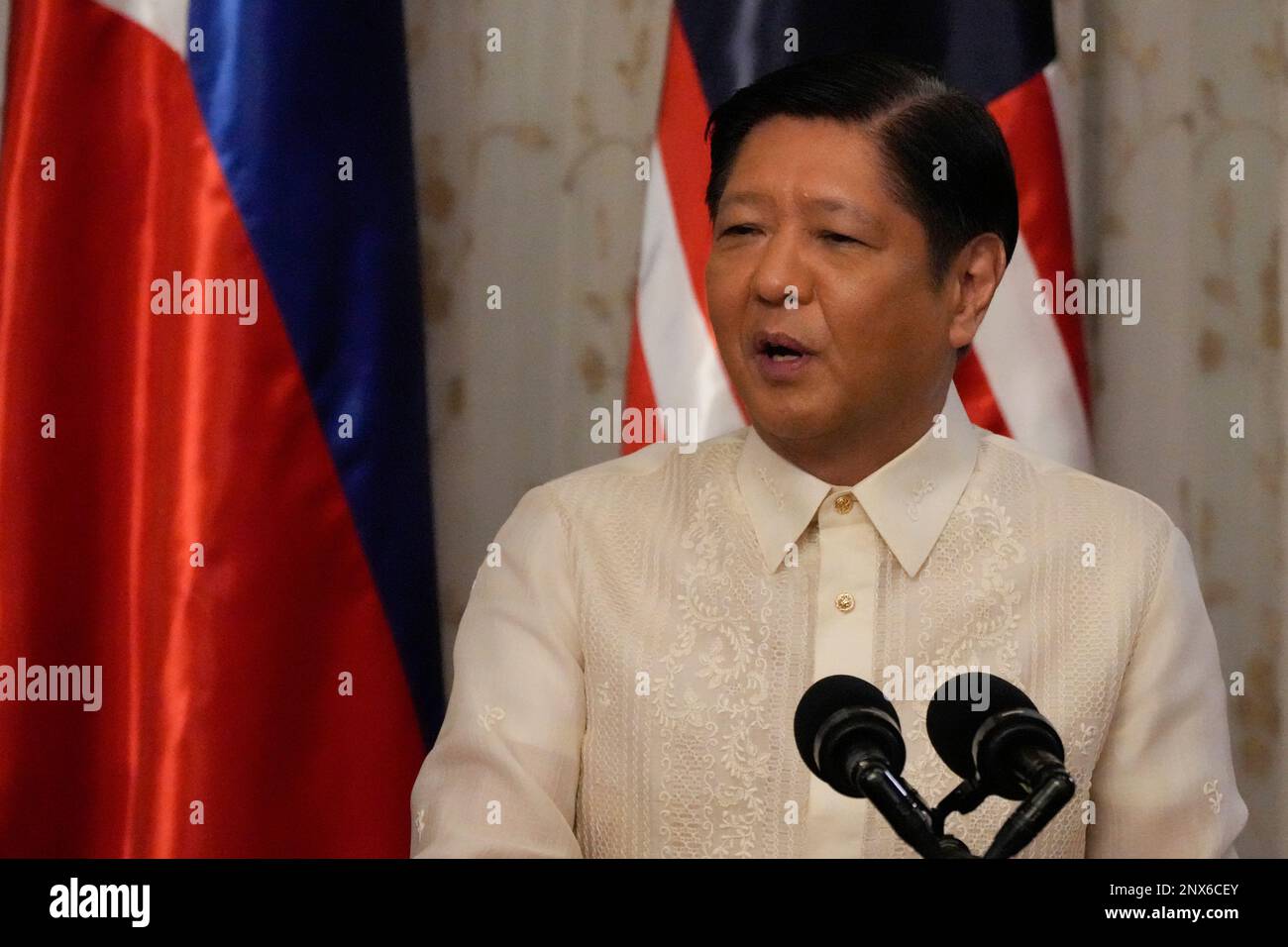 Philippine President Ferdinand Marcos Jr. delivers his speech during ...