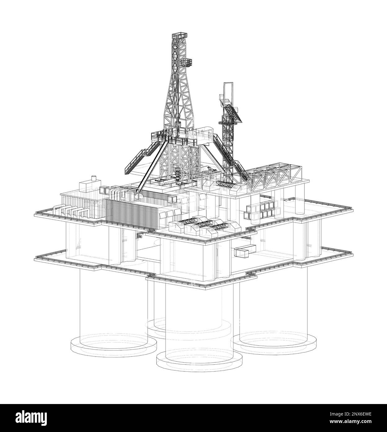 Offshore Oil Rig. 3d illustration Stock Photo - Alamy