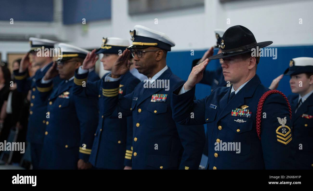 Staff members salute as graduates from recruit company E-203 complete ...
