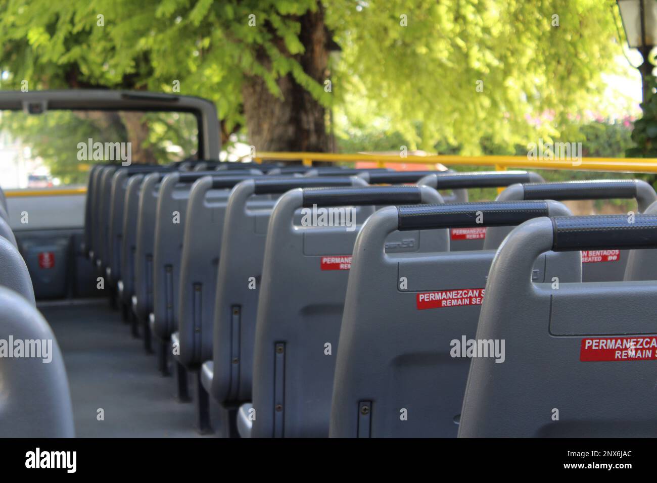 MERIDA, MEXICO - OCTOBER 21, 2016 seats in an open top tour bus Stock ...