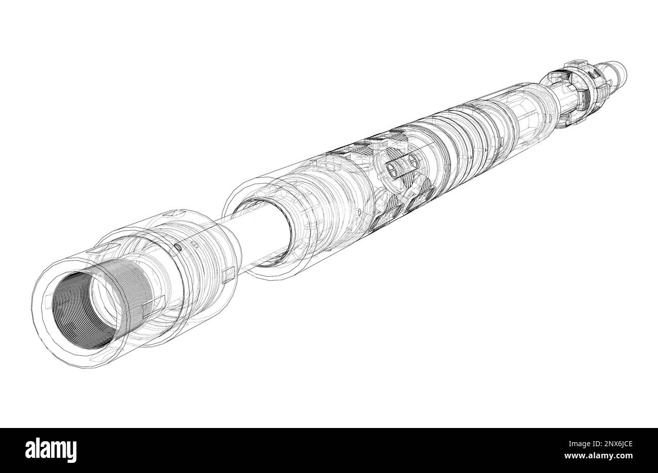 Outline drawing or sketch of cylindrical device Stock Photo - Alamy
