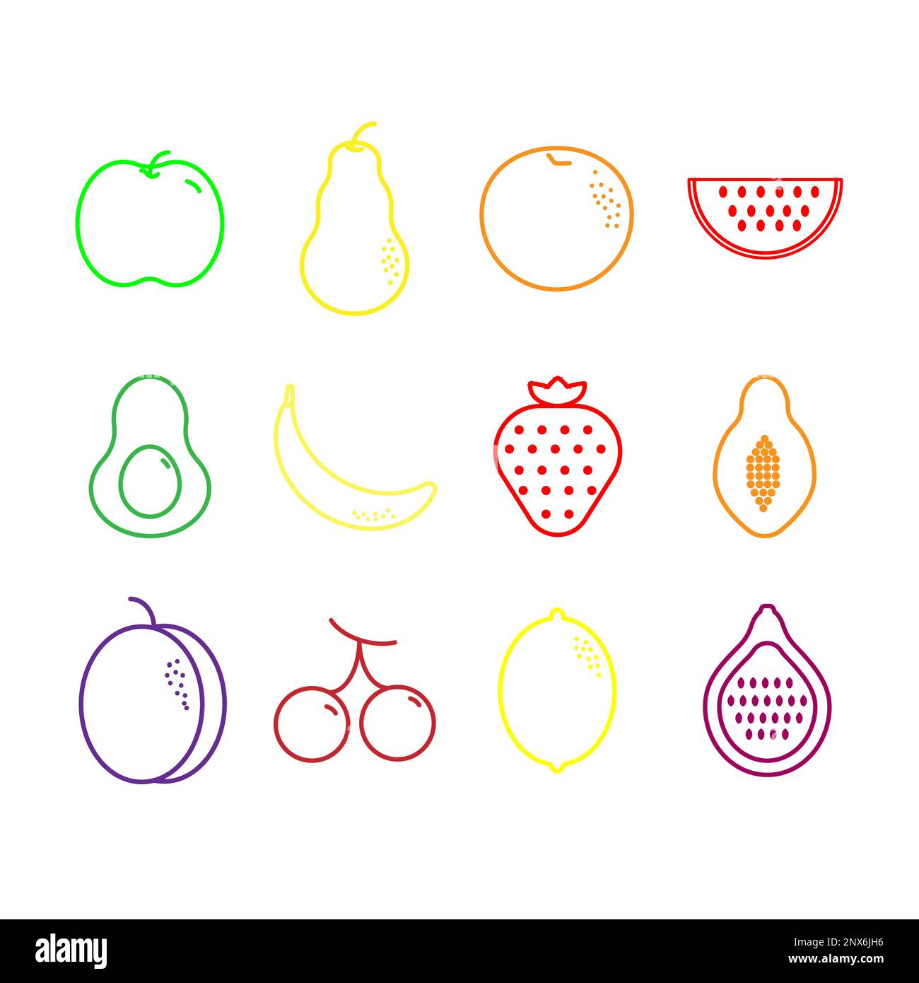 Simple Set of Fruits Related Vector Color Line Icons. Contains such ...