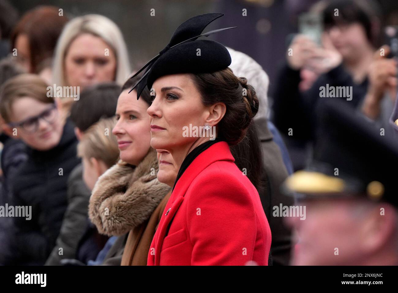 The Princess of Wales, watching the St David's Day Parade during a ...