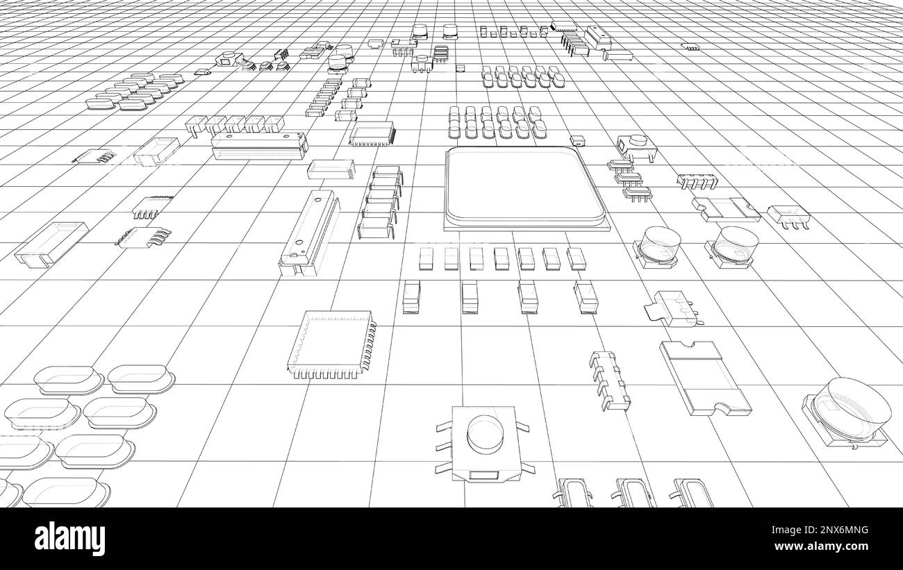 Electric circuit board, various chips Stock Photo - Alamy