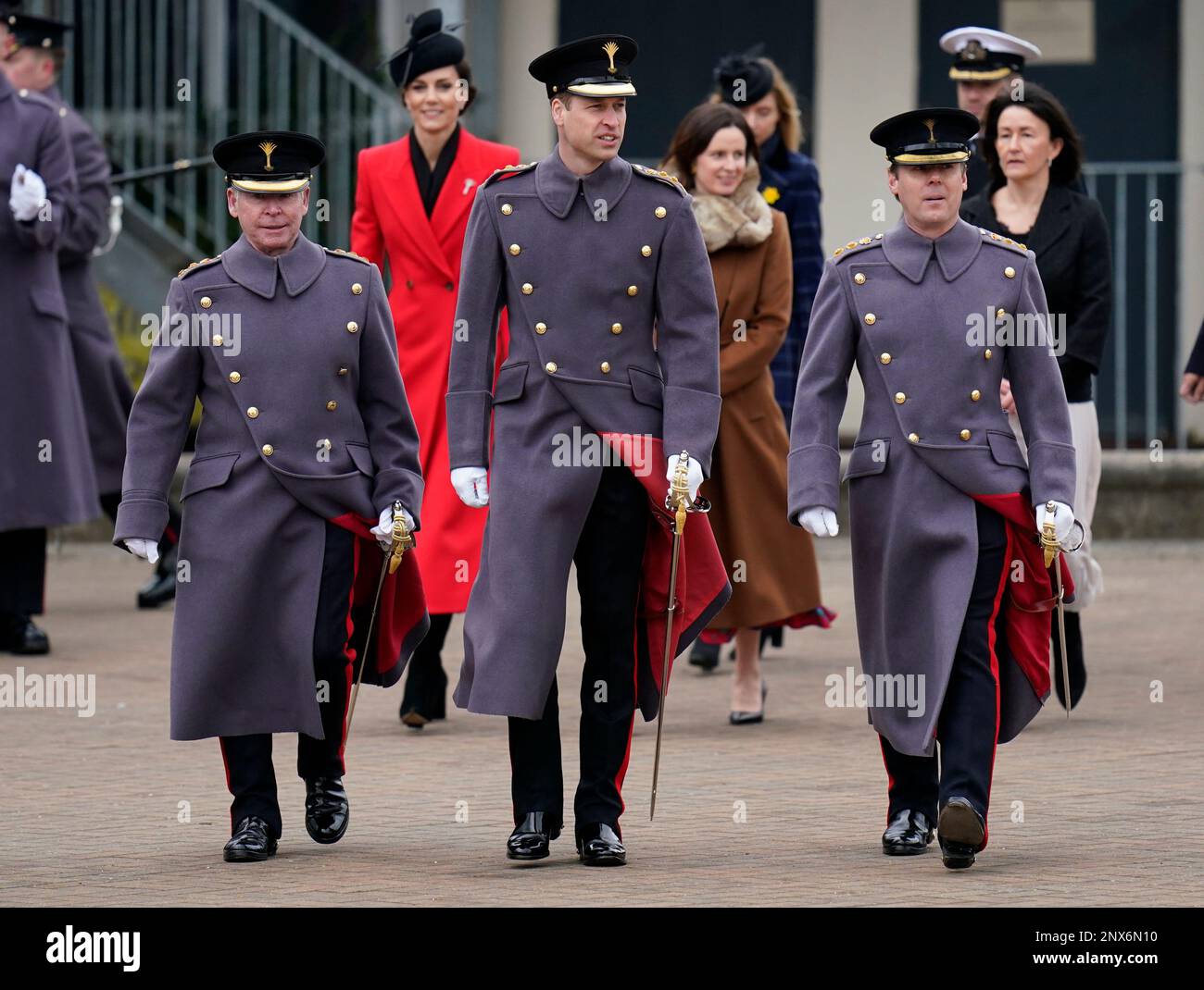 The Prince of Wales (centre), Colonel of the Welsh Guards, arriving for ...