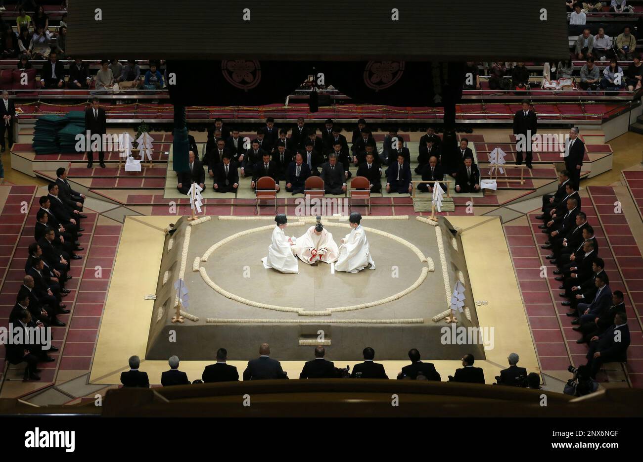 Tategyoji, Sumo Wrestling referees, attend Dohyo Matsuri Festival at ...