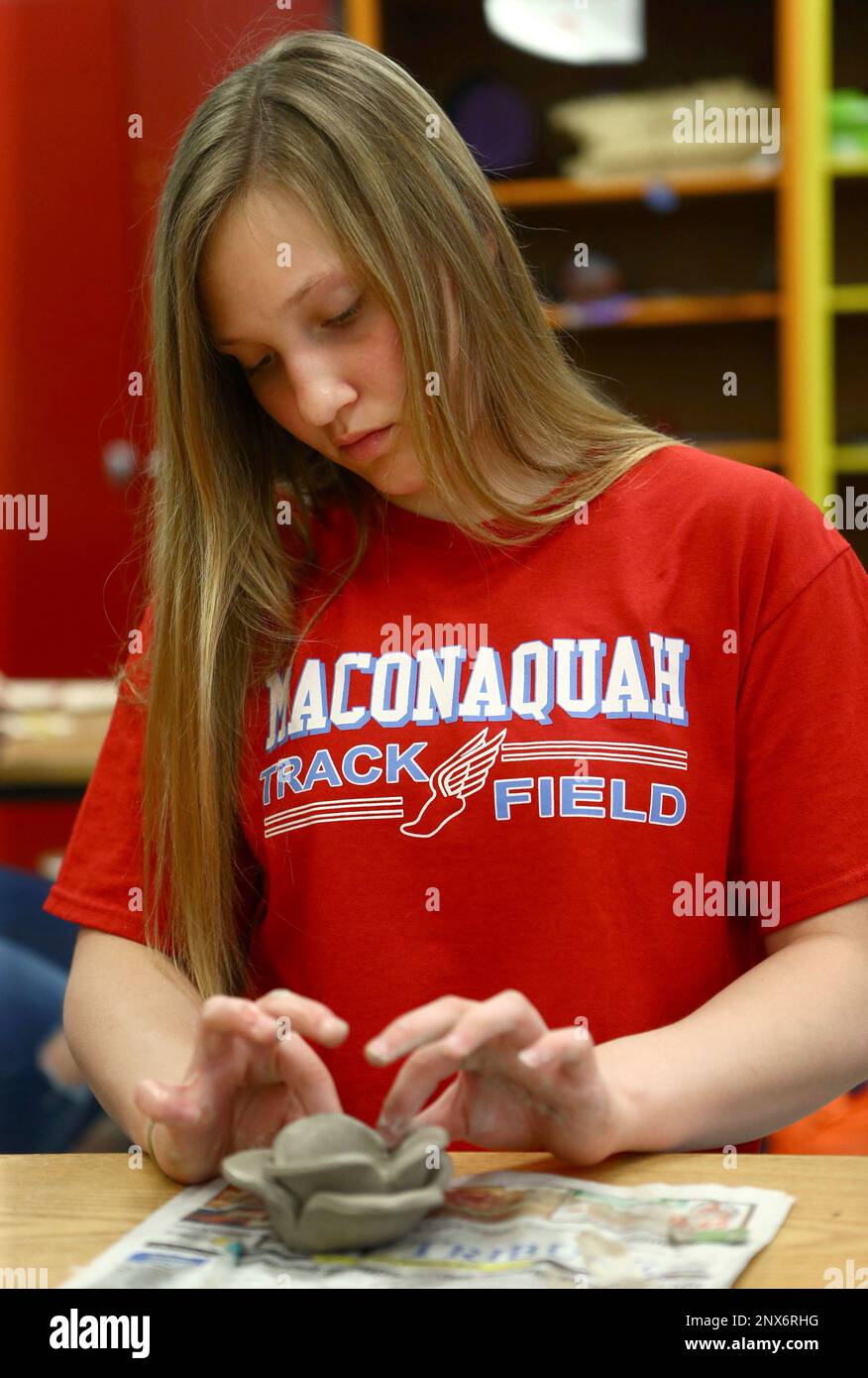 In this May 2, 2018 photo, Maconaquah Middle School eighth grader ...