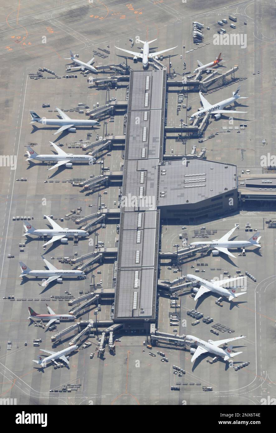 An aerial photo shows Narita International Airport (NRT) in Narita City ...