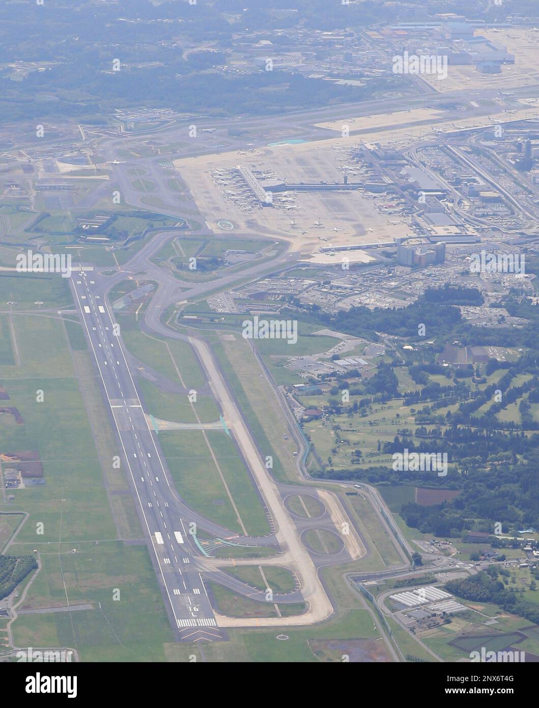 An aerial photo shows B runway of Narita International Airport (NRT) in ...