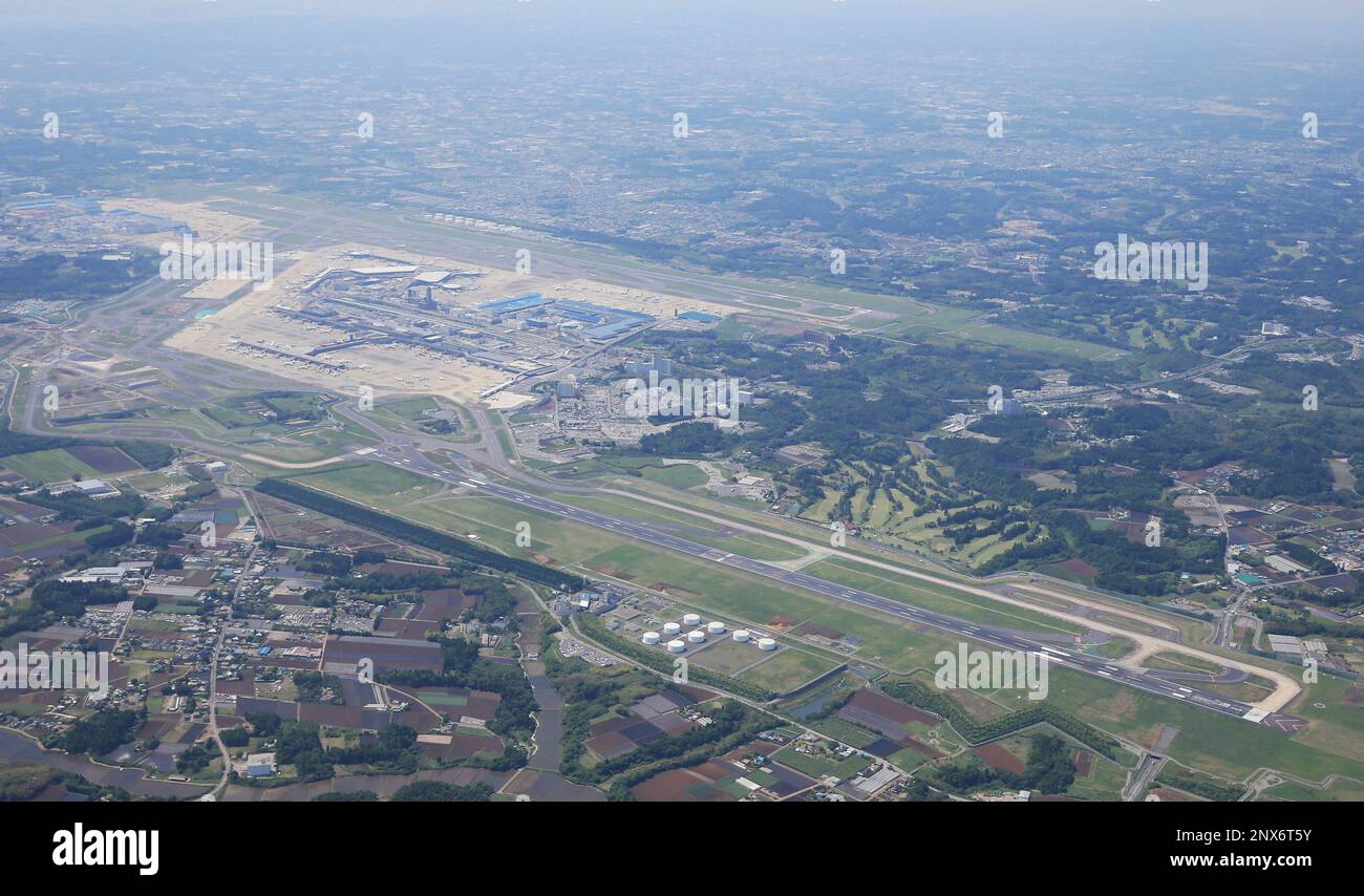 An aerial photo shows Narita International Airport (NRT) in Narita City ...