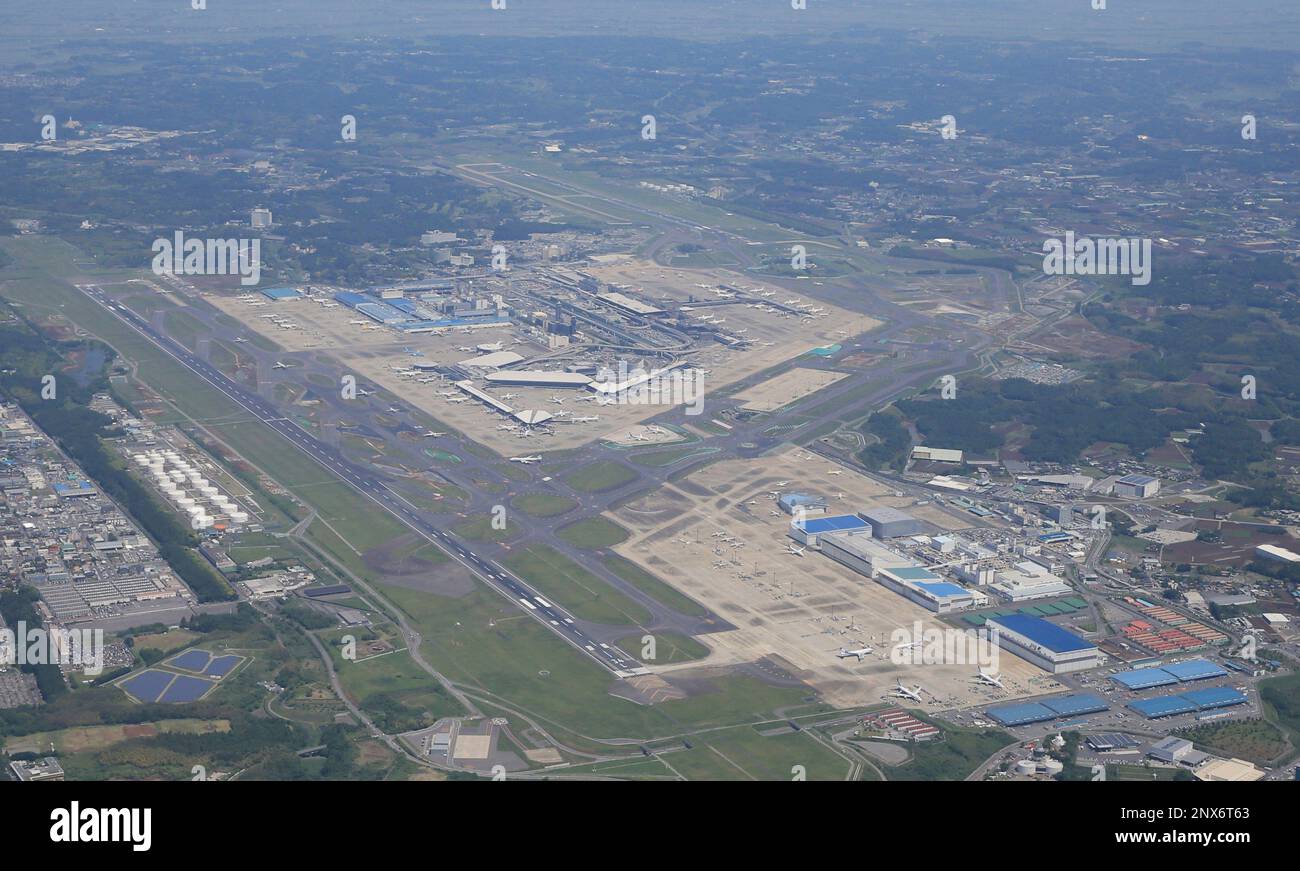 An aerial photo shows Narita International Airport (NRT) in Narita City ...