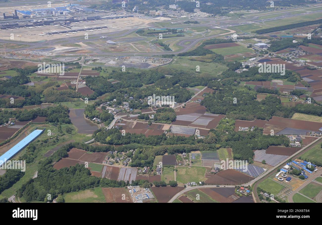 An aerial photo shows the planned construction site for new runway of ...