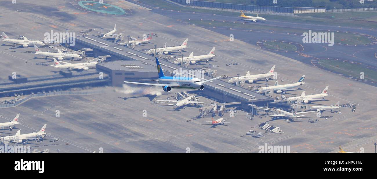 An aerial photo shows Narita International Airport (NRT) in Narita City ...