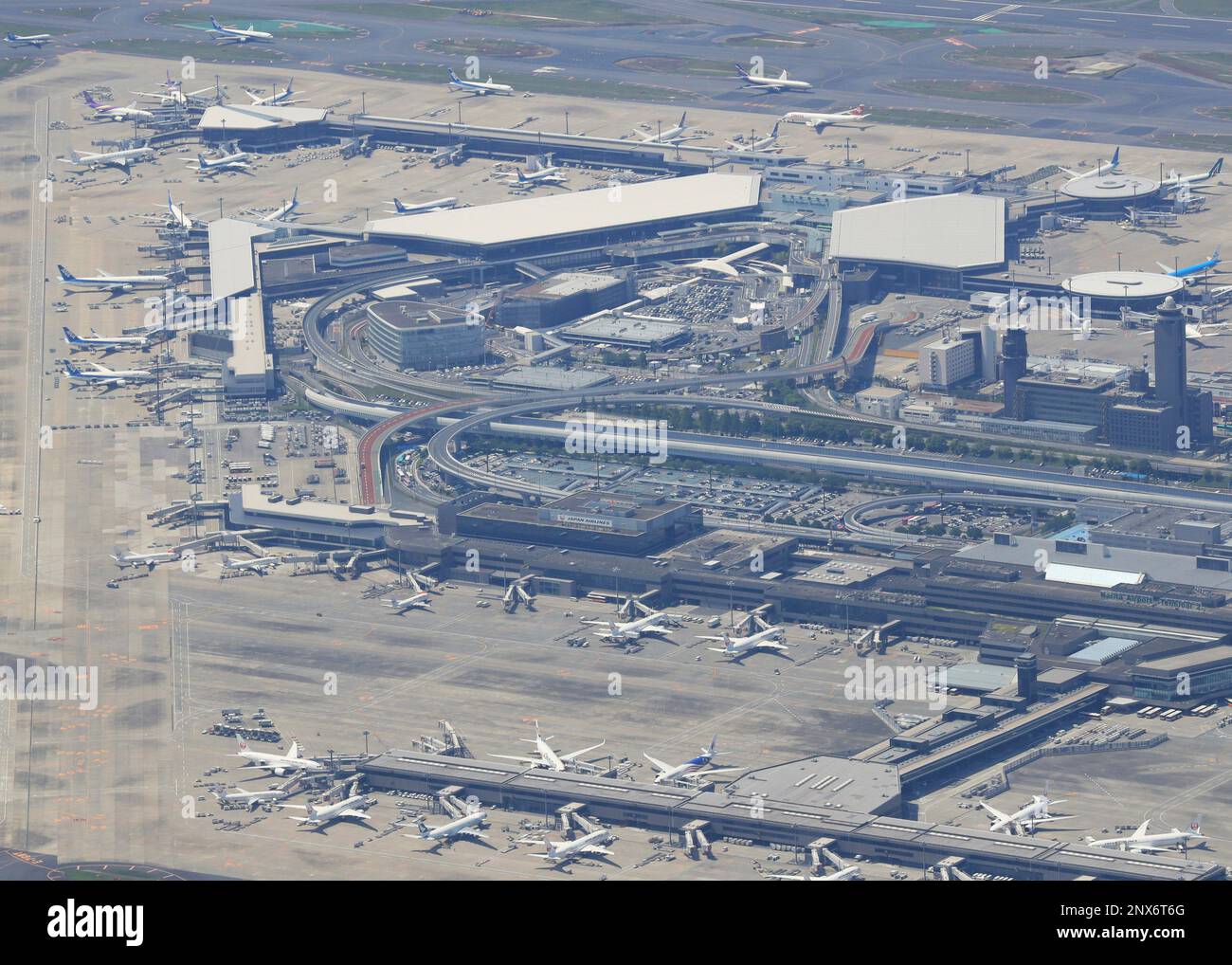 An aerial photo shows Narita International Airport (NRT) in Narita City ...