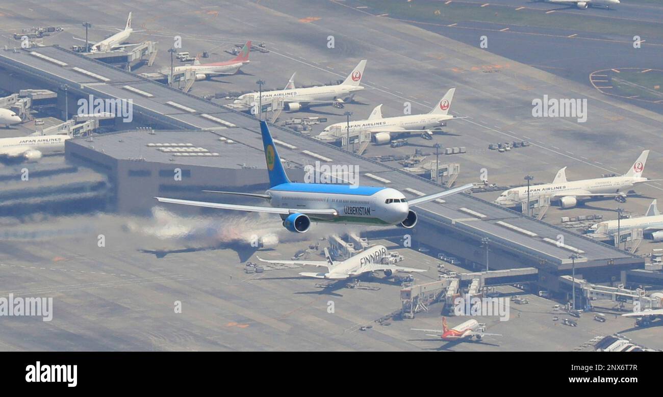 An aerial photo shows Narita International Airport (NRT) in Narita City ...