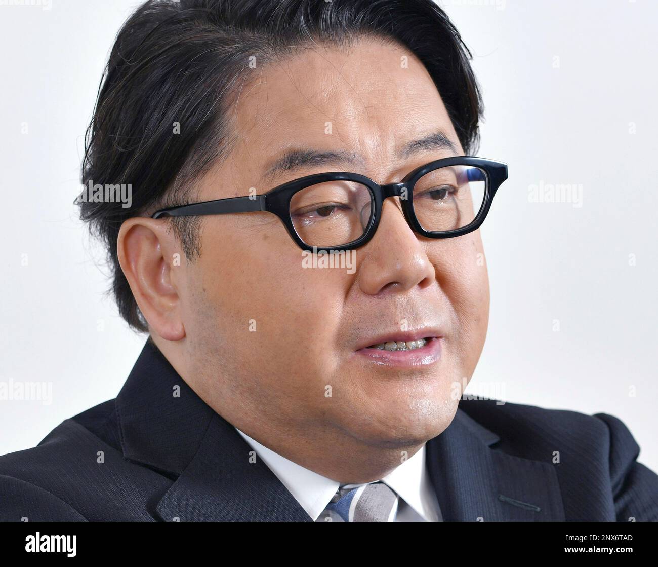 Yasushi Akimoto speaks during an interview conducted by the Yomiuri ...