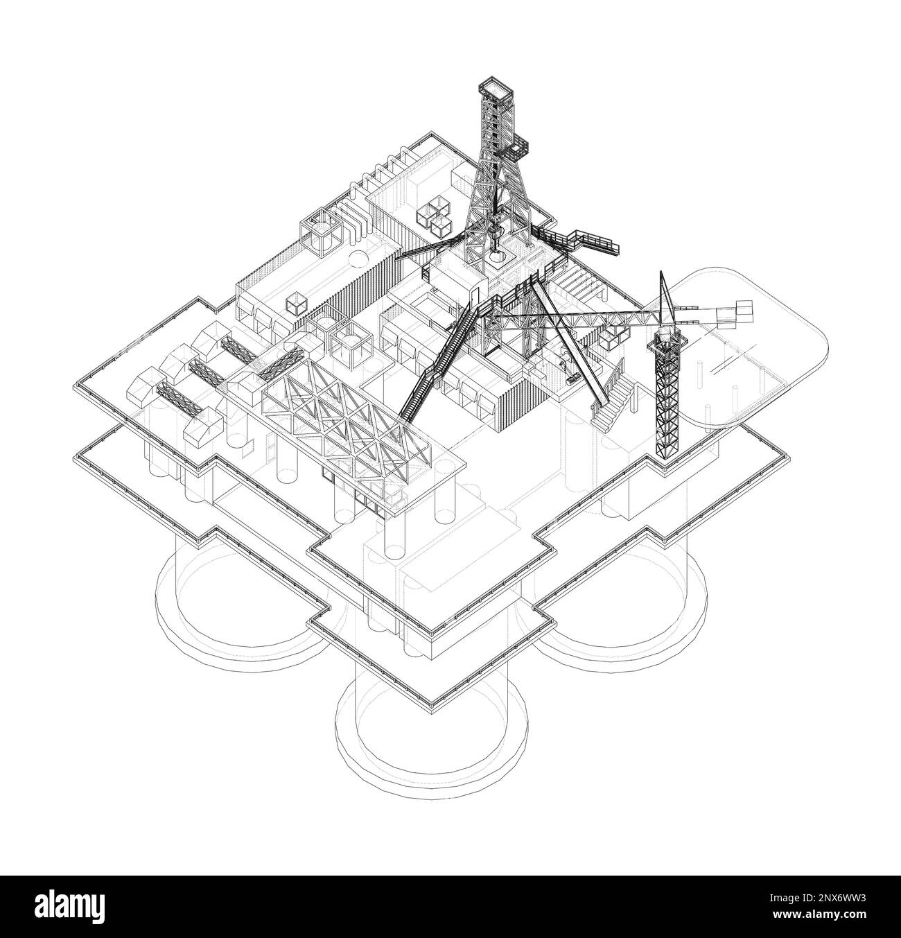 Offshore Oil Rig. 3d illustration Stock Photo - Alamy