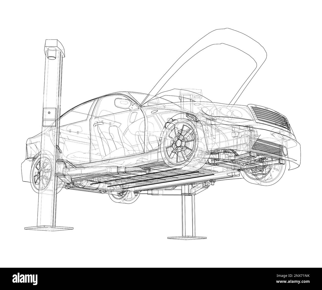 Car lift stand tower with car Stock Photo - Alamy