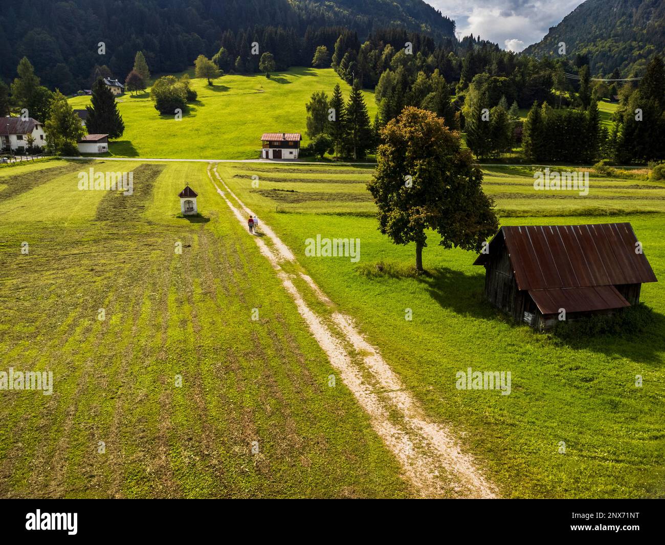The mountain town of Valbruna and the Julian Alps. Dream nature. Friuli ...