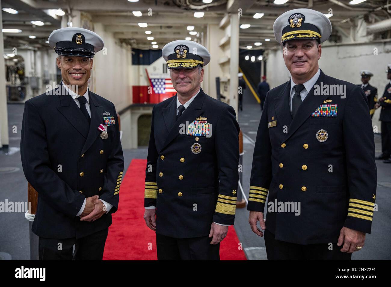 NORFOLK, Va. (Jan. 31, 2023) – Vice Adm. Roy Kitchener, center, Commander, Naval Surface Forces ...