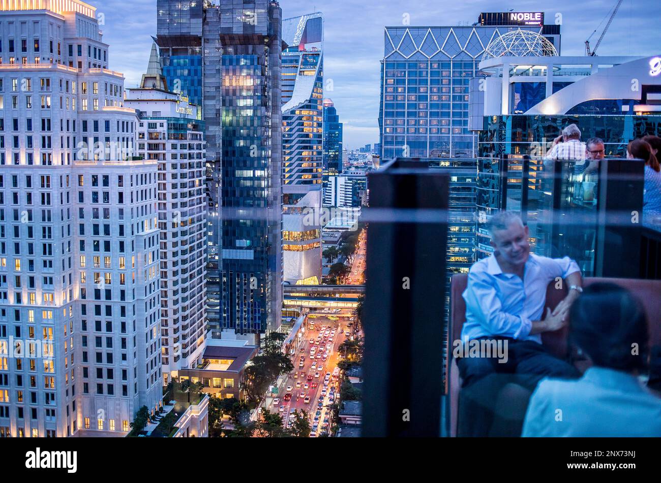 View from Char Rooftop Bar at Indigo Hotel, Skyline and Wireless Road ...