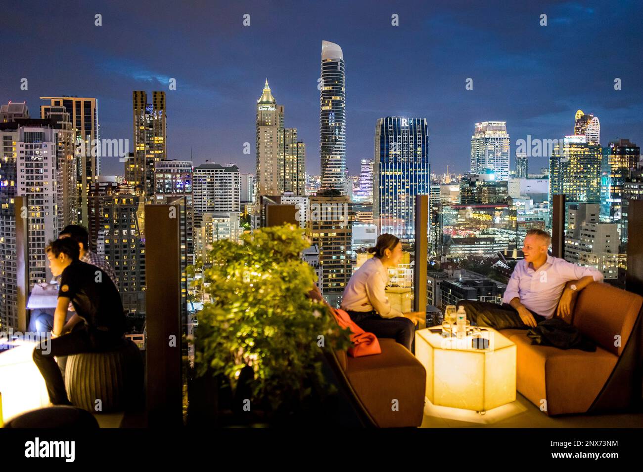 Char Rooftop Bar at Indigo Hotel, Skyline, downtown, Bangkok, Thailand ...