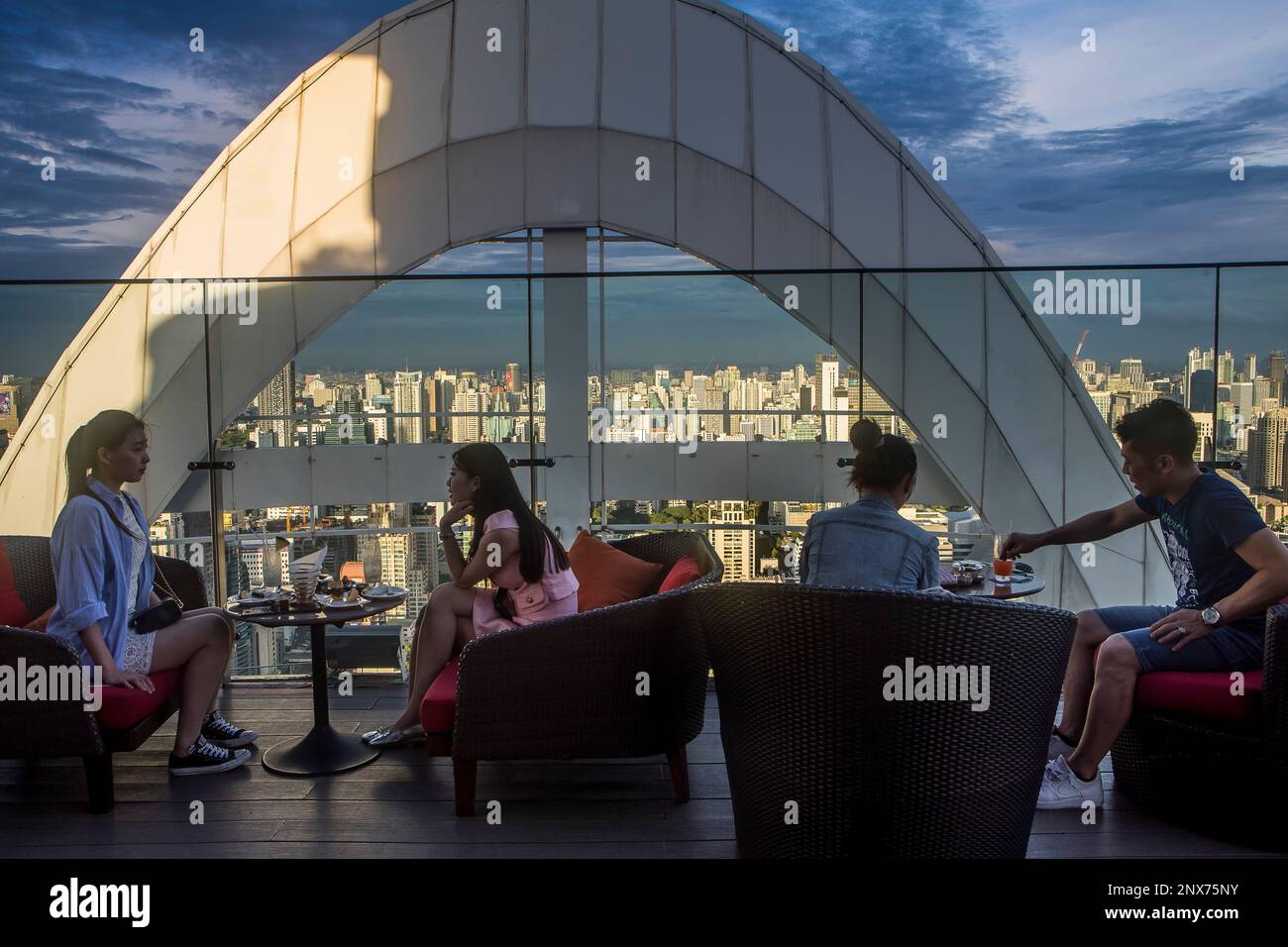 Red Sky Restaurant Rooftop. Bangkok. Thailand. On the top floor of the ...
