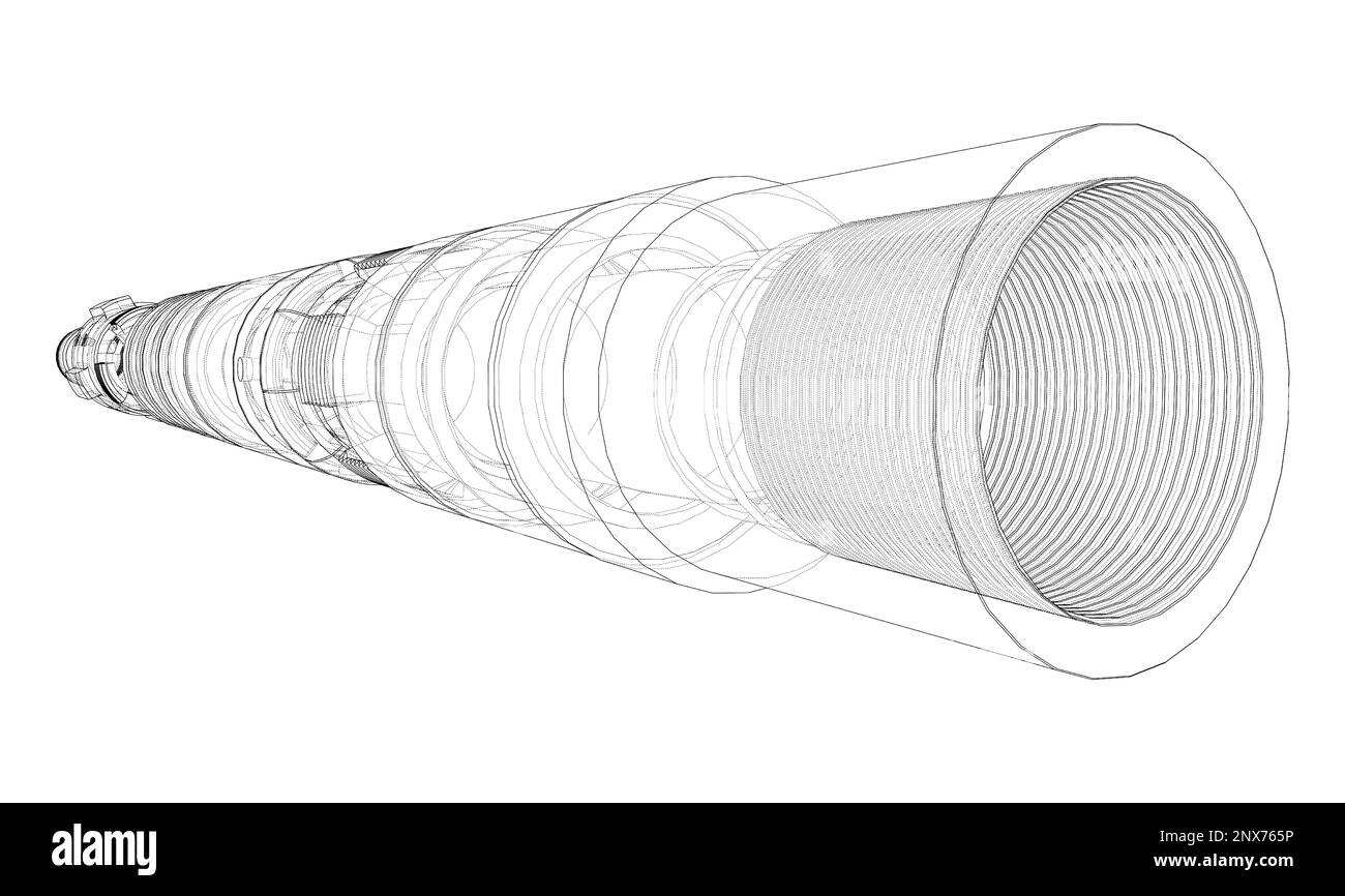 Outline drawing or sketch of cylindrical device Stock Photo - Alamy