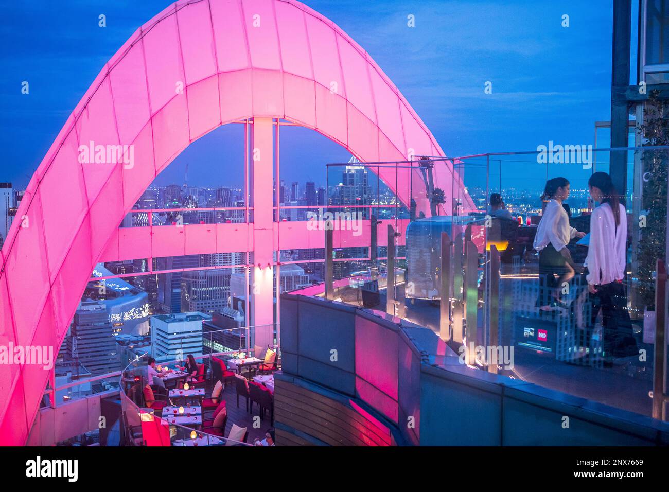 Red Sky Restaurant Rooftop. Bangkok. Thailand. On the top floor of the ...