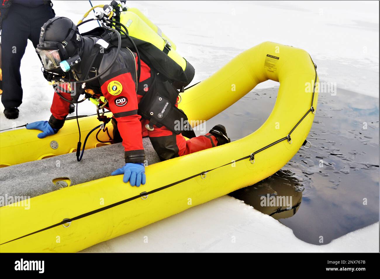 A firefighter with the Directorate of Emergency Services Fire ...