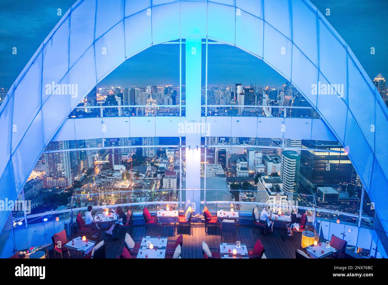Red Sky Restaurant Rooftop. Bangkok. Thailand. On the top floor of the ...