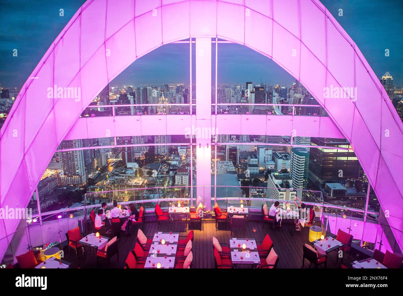 Red Sky Restaurant Rooftop. Bangkok. Thailand. On the top floor of the ...