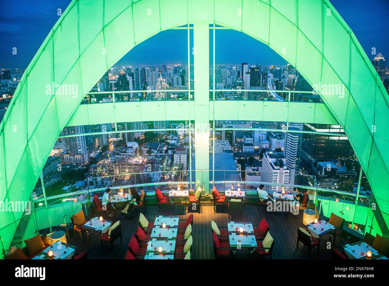 Red Sky Restaurant Rooftop. Bangkok. Thailand. On the top floor of the ...