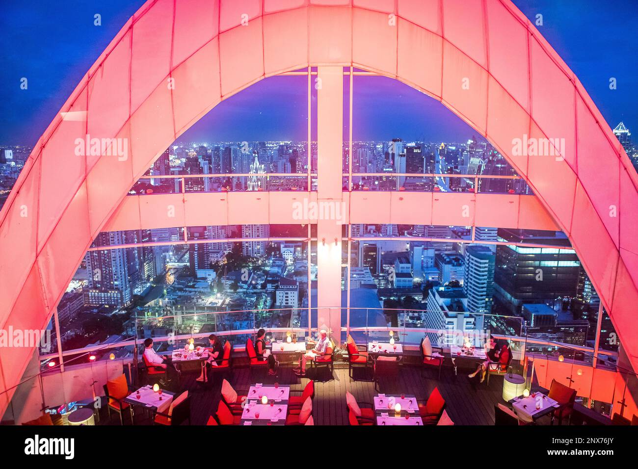 Red Sky Restaurant Rooftop. Bangkok. Thailand. On the top floor of the ...