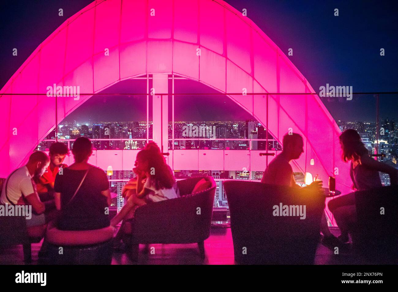 Red Sky Restaurant Rooftop. Bangkok. Thailand. On the top floor of the ...