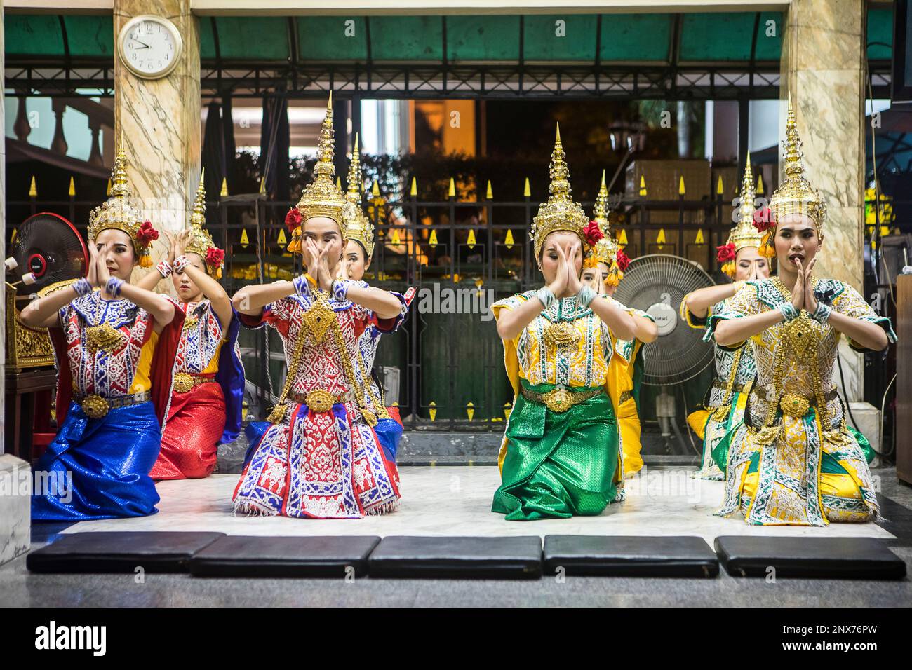 Traditional Thai dancers performing for Brahma, they dance on request ...