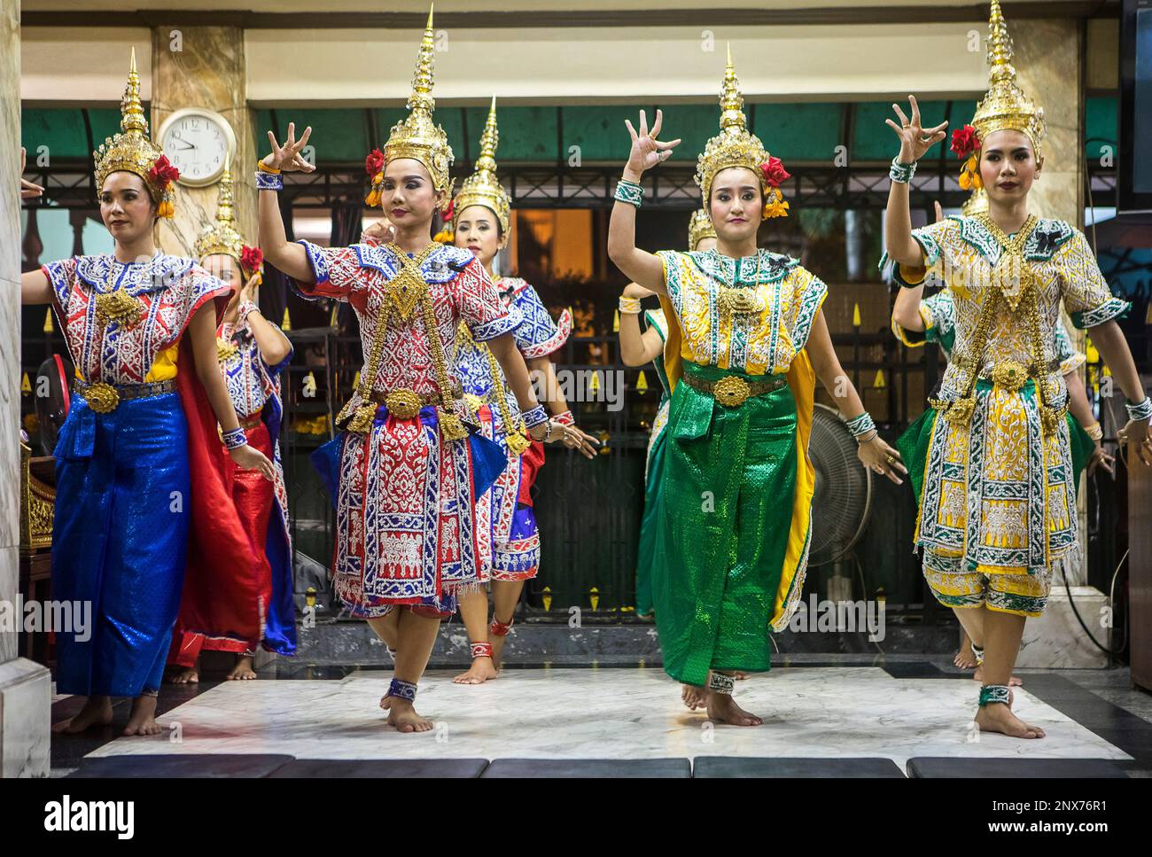 Traditional Thai dancers performing for Brahma, they dance on request ...